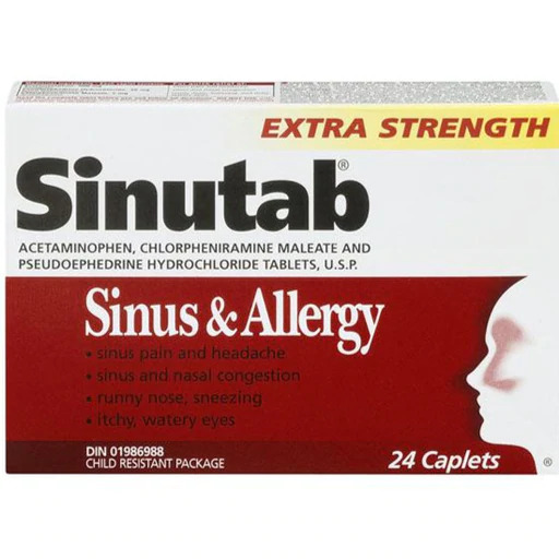 Sinutab Sinus Allergy Maximum Strength Caplets (Generic ...