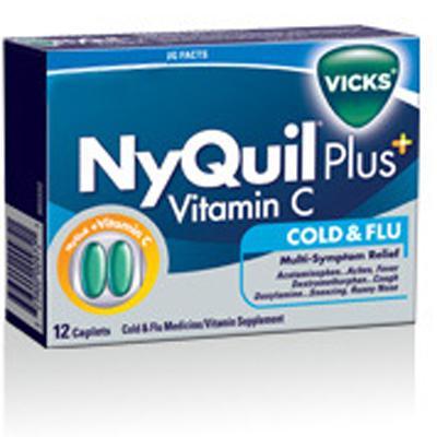 Vicks NyQuil Cold and Flu Symptom Relief Plus Vitamin C (Generic ...